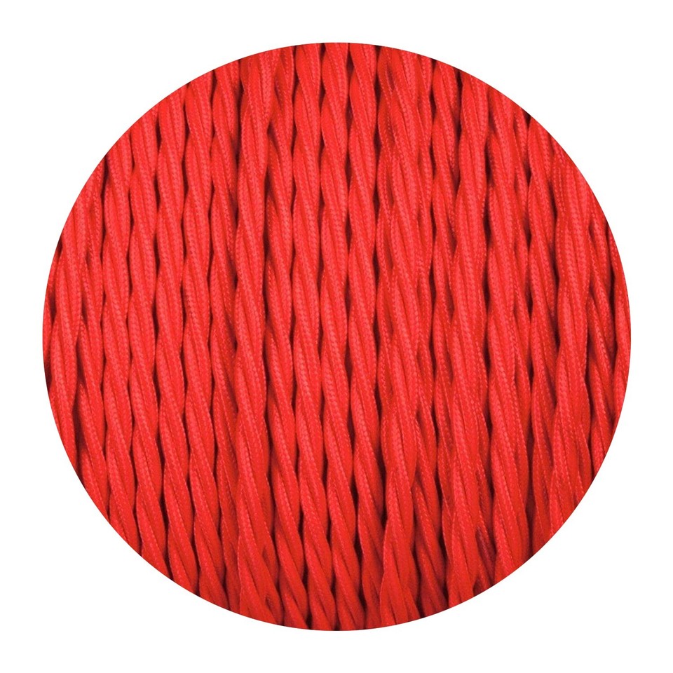 3 Core Twisted Fabric Flex Lighting Cord Vintage Red Colour Braided ...