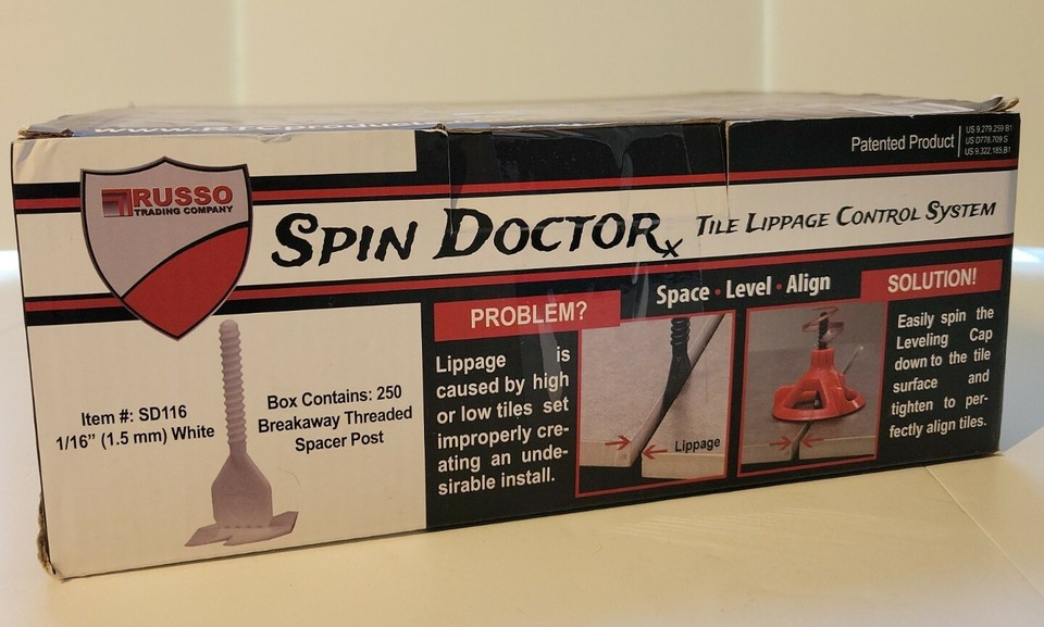 SPIN DOCTOR TILE LIPPAGE CONTROL SYSTEM 1/16" (1.5mm) WHITE THREADED ...