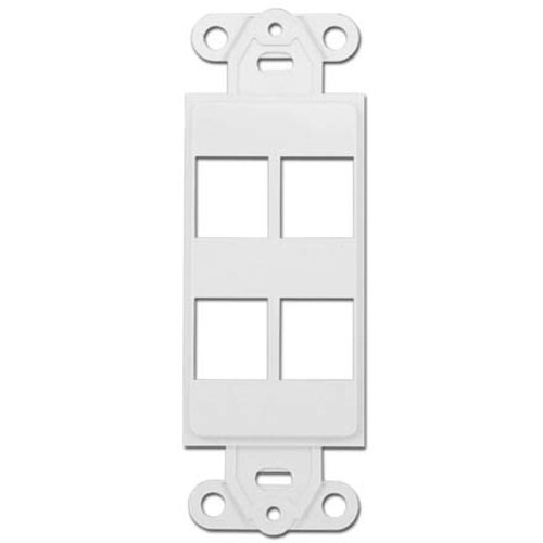 4-Port Decora Style Keystone Jack Wall Plate Insert Four Hole - White ...