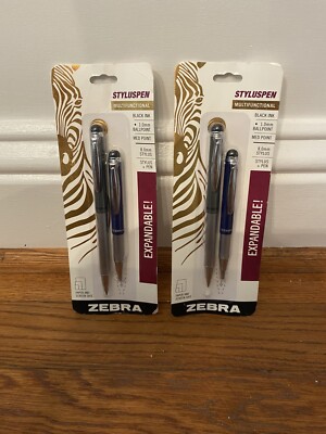 4 - Zebra StylusPen Telescopic Ballpoint Pens, Medium Point, 1.0mm ...