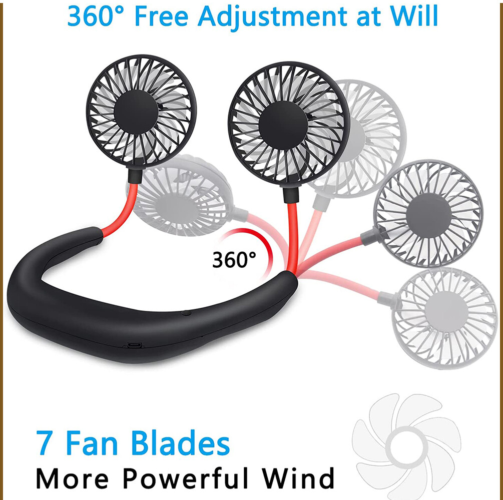 Rechargeable Mini Neck Fan Light Up Over Shoulder Fan Hanging Personal ...