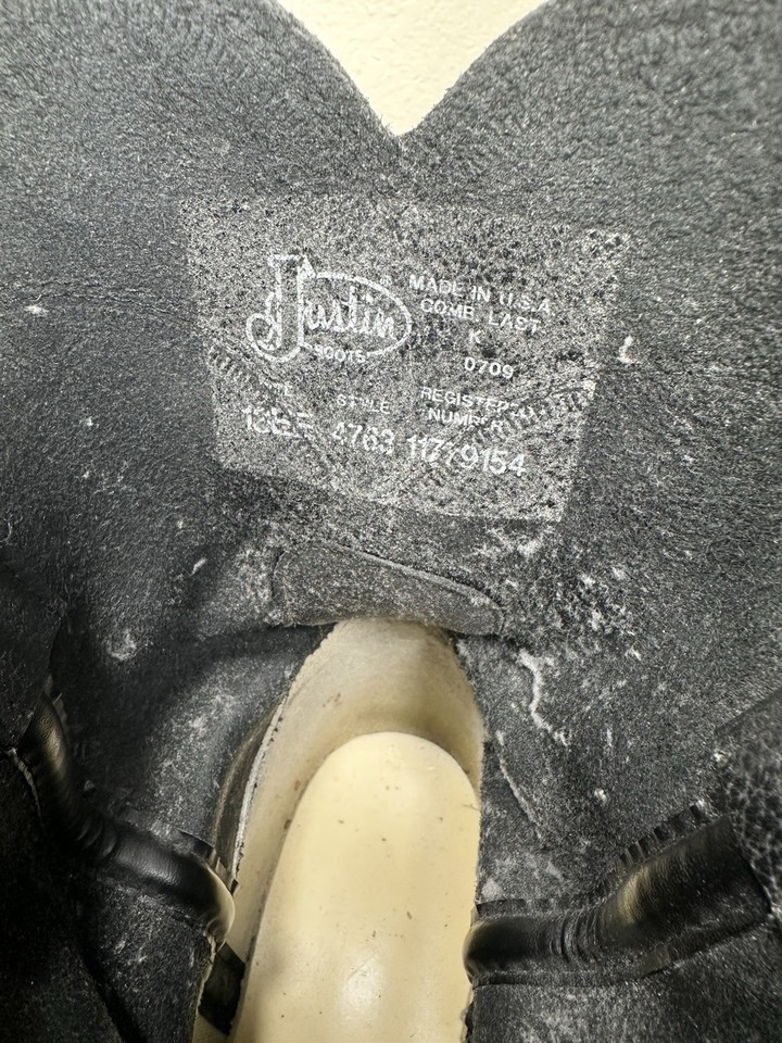 Justin 4763 Conductor Men's Size 13 EE Black Leather Work Boots Oil ...