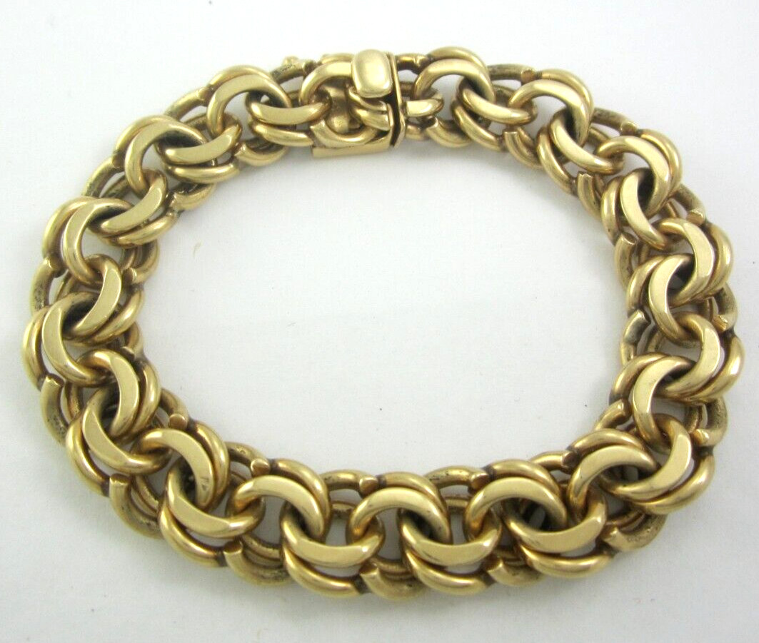 STUNNING LADIES 14K YELLOW GOLD DOUBLE LINK CHAIN CHA… - Gem