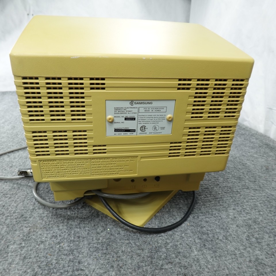 Vintage Samsung MD-1252G Monitor 12" CRT Amber Monochrome Display Works ...