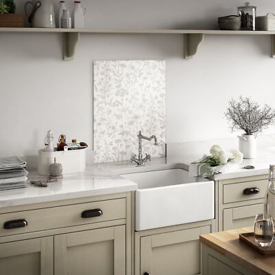 Laura Ashley Glass Splashback Lisette White Heat Resistant Kitchen ...
