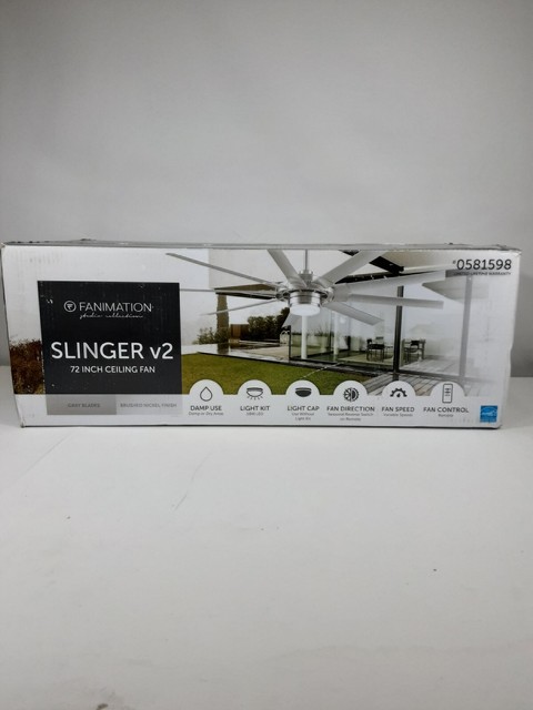 Fanimation Slinger V2 72" Brushed Nickel Ceiling Fan - Silver for sale ...