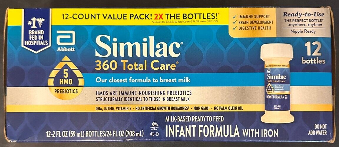 Similac 360 total care Ready to Feed Infant Formula 12 Bottles 2 oz ...