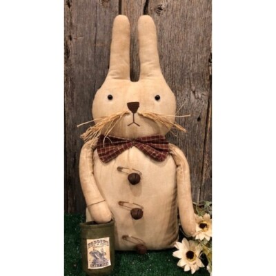 New Primitive Easter AGED RUSTY BELL RABBIT FOOD STUMP DOLL Bunny ...