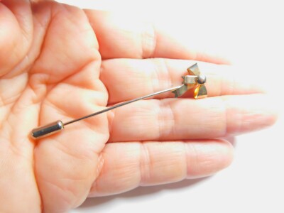 Gold Tone Metal Ribbon Bow Stick Pin Vintage | eBay