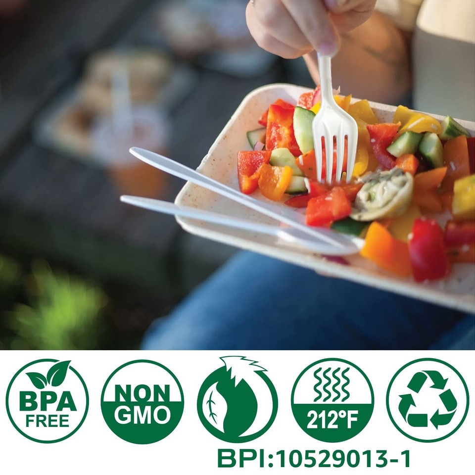 BIOCEAN 100% Compostable No Plastic Knives Plastic Forks Plastic Spoons ...
