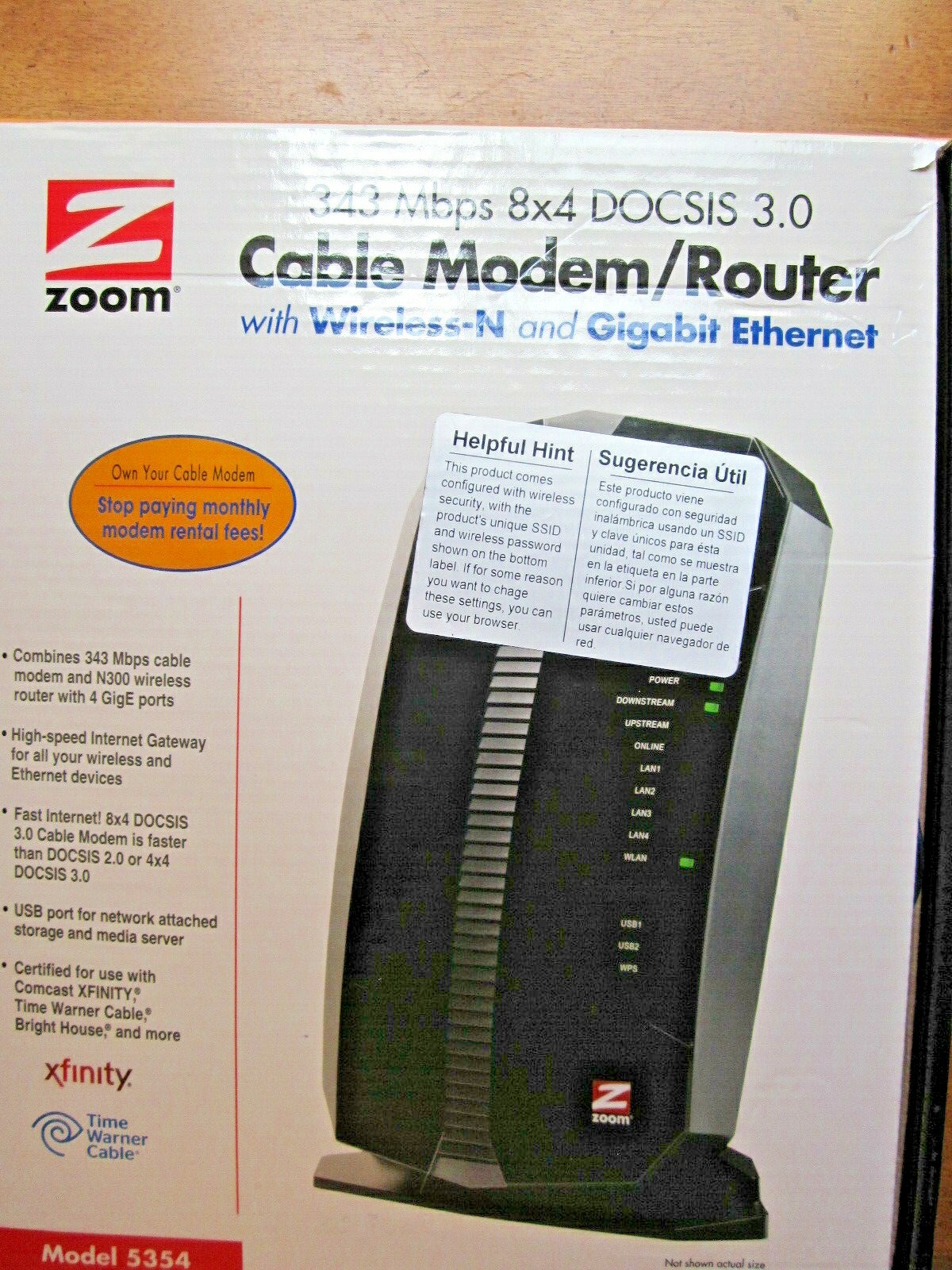 Cable Modem Router, Zoom model 5354, 343 mbps, 8 x 4 | eBay