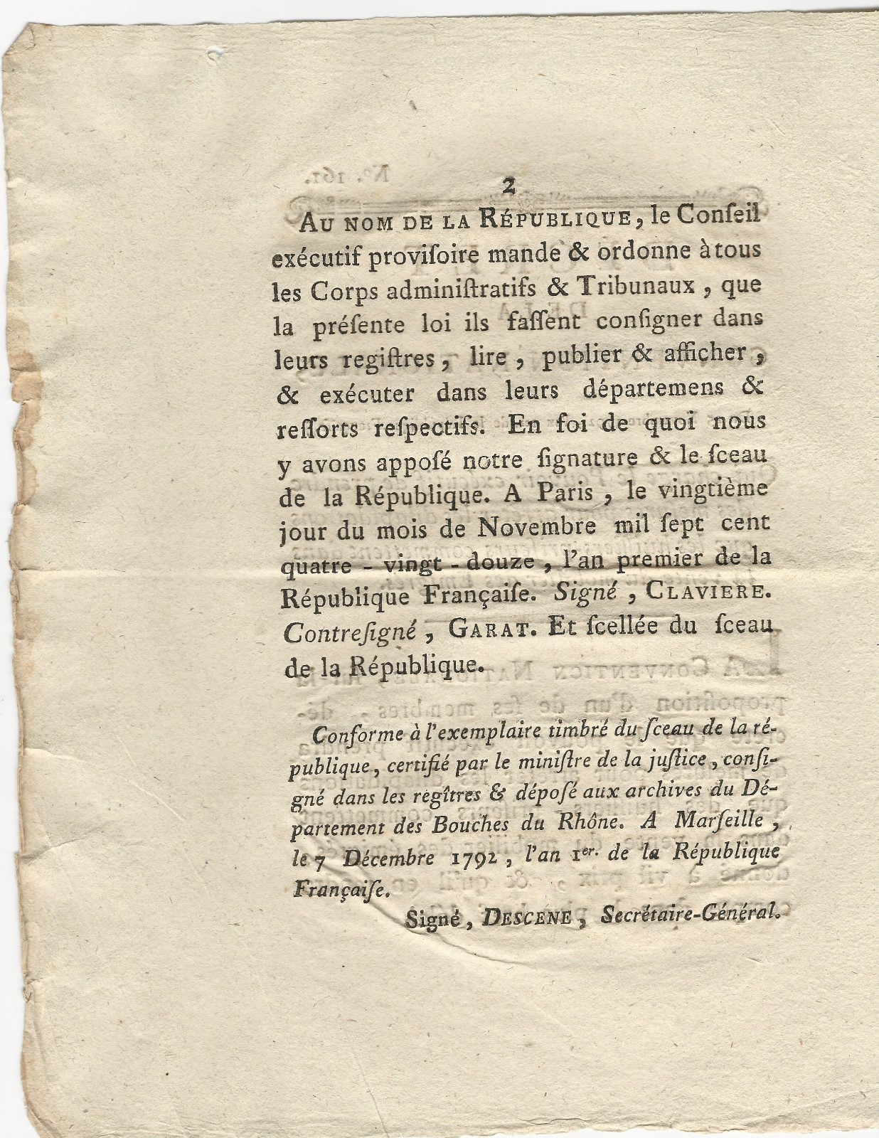 FRENCH REPUBLIC DECREE JANUARY 2, 1792 EMBEZZLEMENT of GOODS | eBay