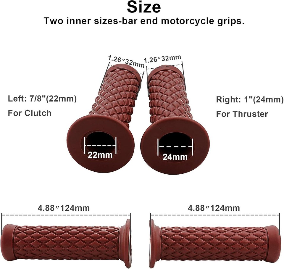 PAIR MOTORCYCLE 7/8" HANDLEBAR RUBBER GEL HAND GRIPS FOR SPORTS BIKE ...