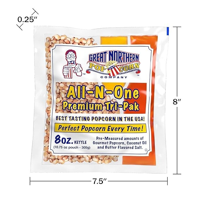Great Northern Popcorn Premium 8 Ounce Popcorn Portion Packs, Case of ...