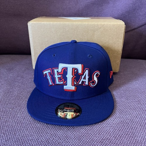 Authentic Texas "TETAS" Rangers New Era Overlap Cap Fitted Hat 7 3/4 ...