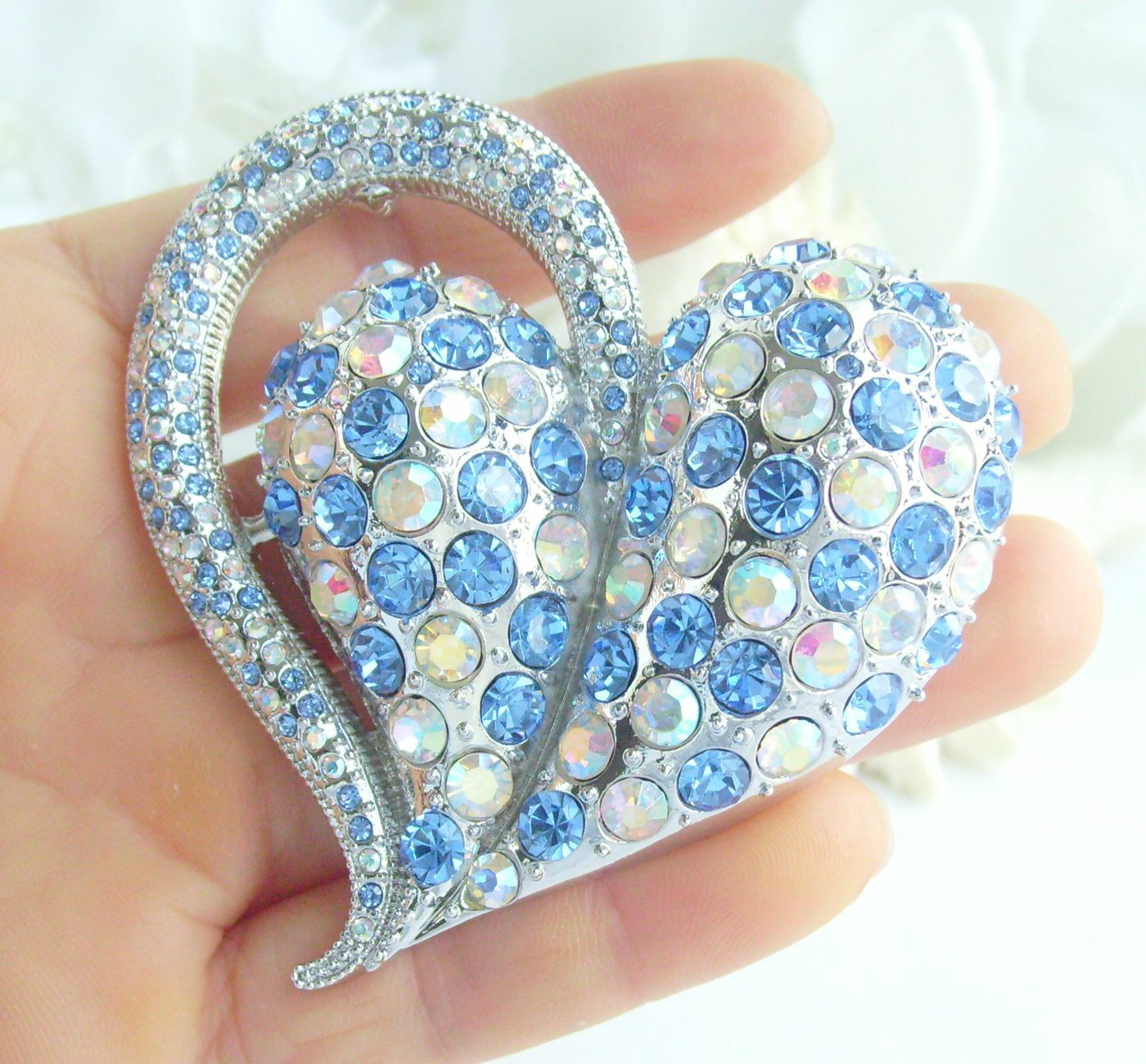 Sweet Love Heart Brooch Pin Pendant Rhinestone Crystal EE04817 | eBay