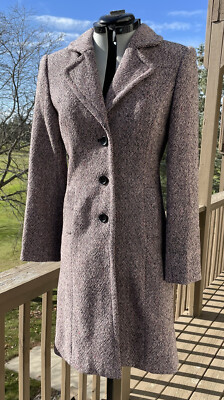 EXPRESS COAT SZ XS NWT $198 BLACK & PINK WOOL BLEND TWEED TRENCH | eBay