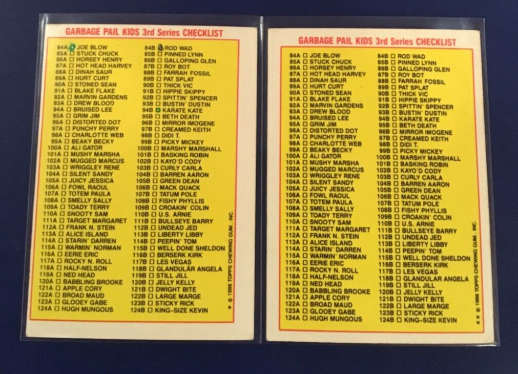 1986 Topps Garbage Pail Kids #86a HORSEY HENRY & 86b GALLOPING GLEN Lot ...