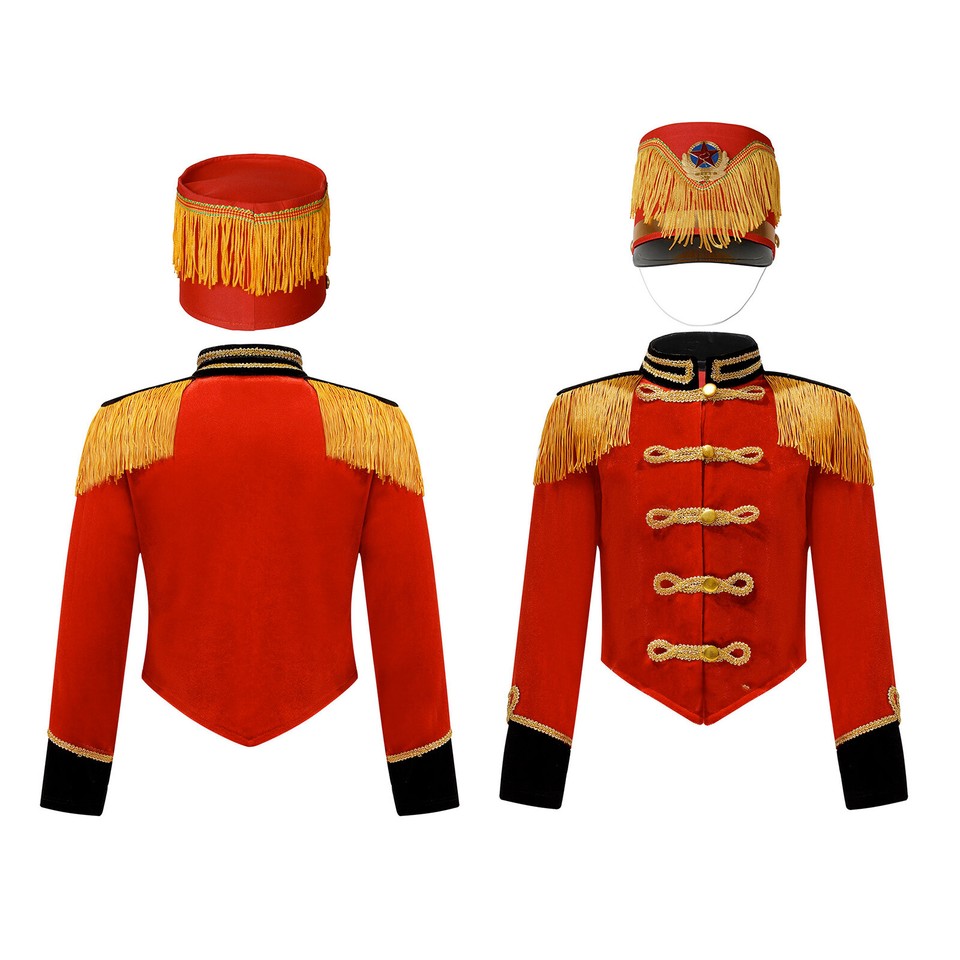 US Kids Girls Drum Major Dress Up 2pcs Drummer Uniform Stand Collar ...