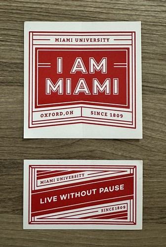 Lot Of 2 Miami University Oxford OH Stickers Decals Red White Live ...