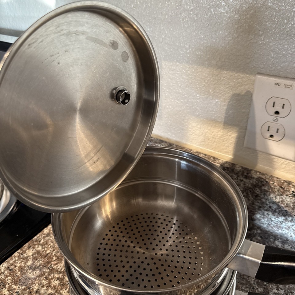 SALADMASTER 3-Qt Saucepan w/ Double Boiler-Steamer Pans & Lid—4pc Set ...