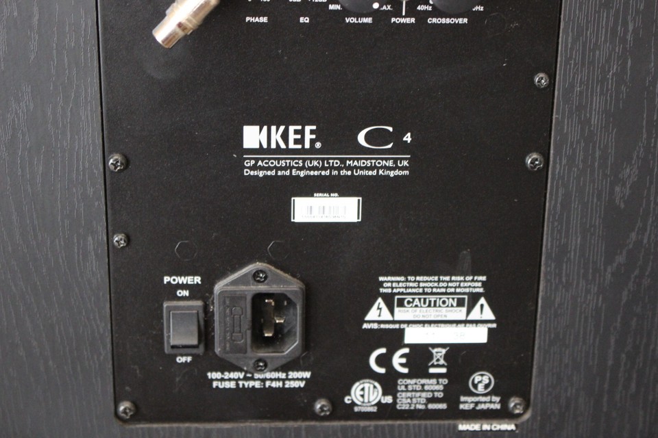 KEF C4 SUBWOOFER (BLACK) 200 WATT POWERED HOME THEATER AUDIOPHILE SUB ...
