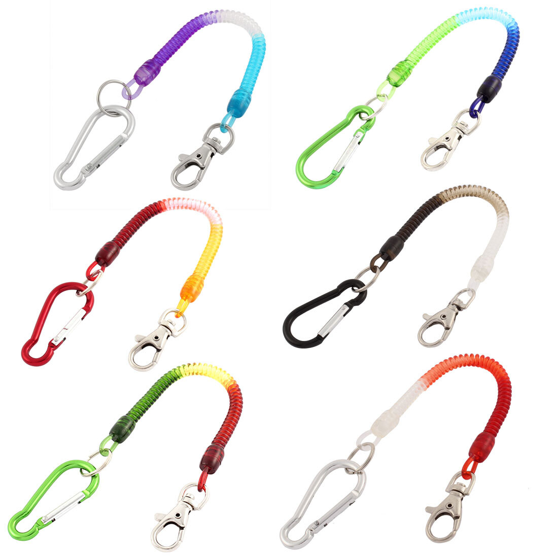 Metal Carabiner Hook Spring Stretchy Coil Key Chain Cord w Lobster ...
