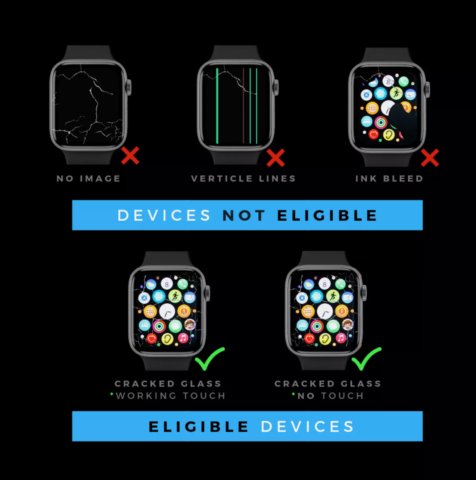 Apple Watch Repair 4 5 6 SE Cracked Glass Digitizer Screen Repair ...