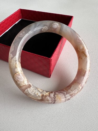 Natural Cherry Blossom Agate Bangle Jade Sakura Flower Quartz 1Y | eBay ...