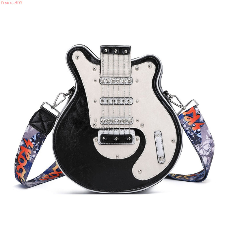 Womens Guitar Shape Crossbody Shoulder Bag Faux Leather Zipper Handmade ...