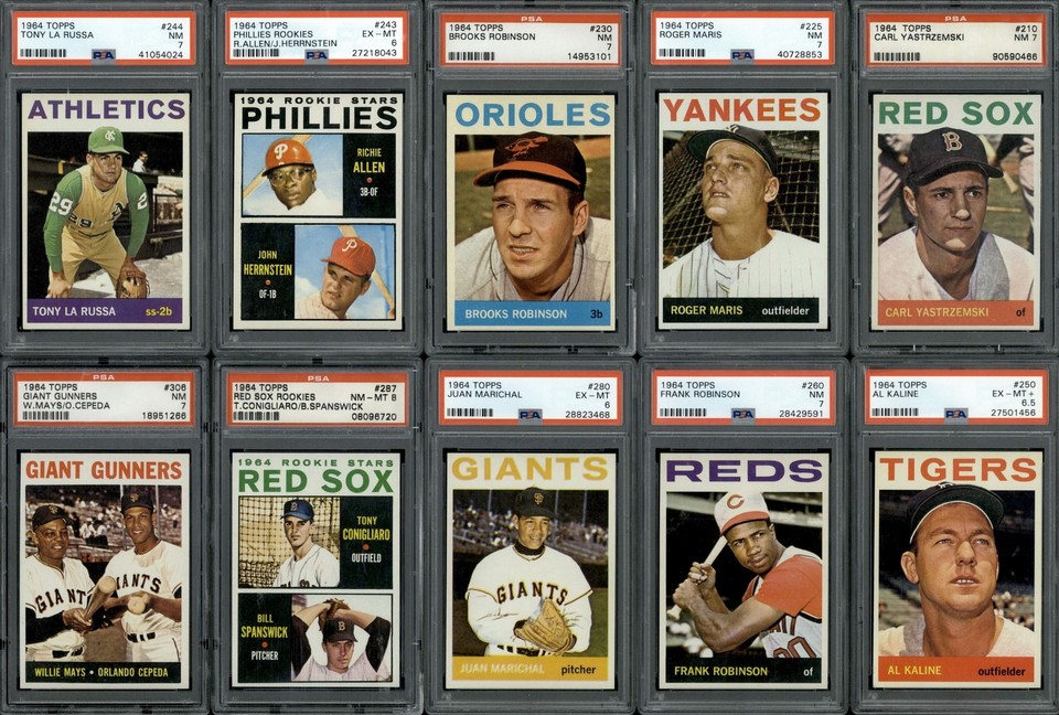 1964 Topps Baseball Complete Set 587/587 High Grade EX-MT NMT PSA Mays ...