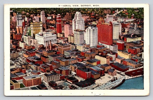 Birds Eye Aerial View Downtown Detroit Michigan P485 | eBay