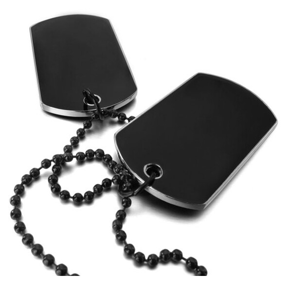 2 PCS Alloy Pendant Necklace Pendant Black Style Name Dog Tag plate ...