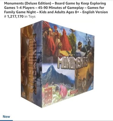 Monuments Deluxe Edition Board Game by Keep Exploring Games - New ...