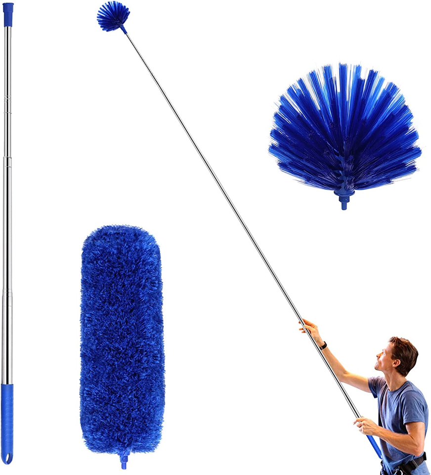 Cobweb Duster with Extension Pole, Washable Cleaning Duster Kit with 2 ...