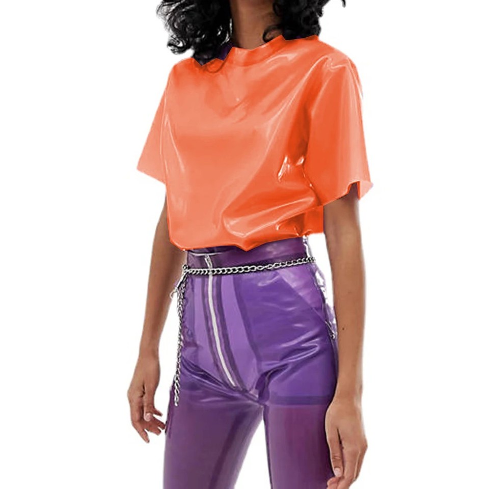 Transparent PVC Leather Blouse Perspective Shirts Sexy Tops See Through ...