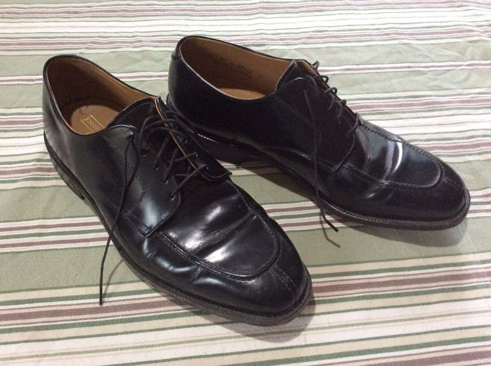 Johnston Murphy Oxford Optima Split Toe Black Leather Mens Shoes Size ...