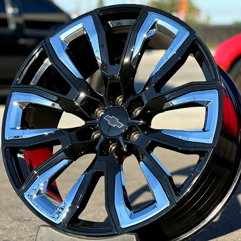 22" FR207 Black Chrome Inserts Wheels | 9" Width | 6x139.7 Bolt Pattern ...