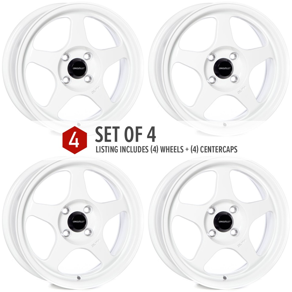 Circuit Performance CP22 15x6.5 4x100 +35 Gloss White Wheels Rims Spoon ...