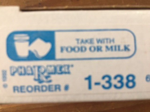 PHARMEX RX WARNING LABELS #1-338 "TAKE WITH FOOD OR MILK" 2 ROLLS OF ...
