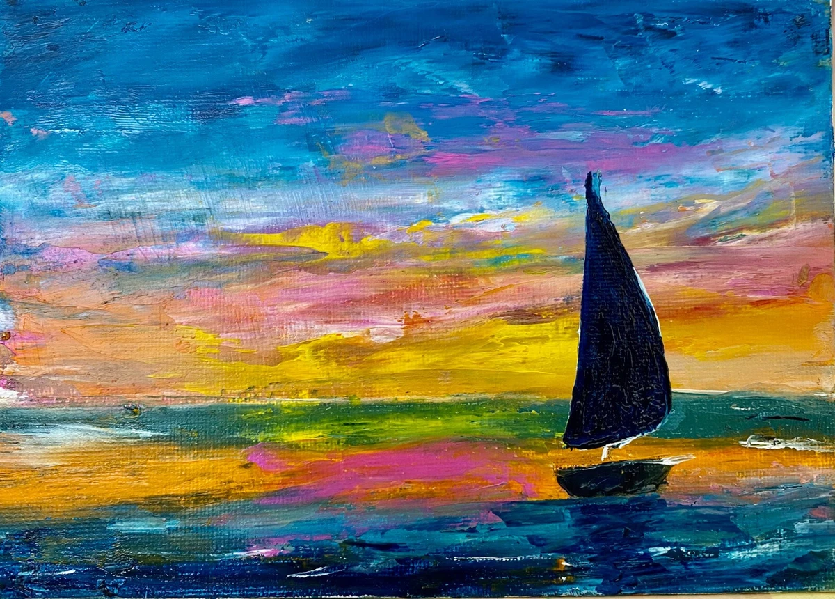 Sailboat Sunset Painting