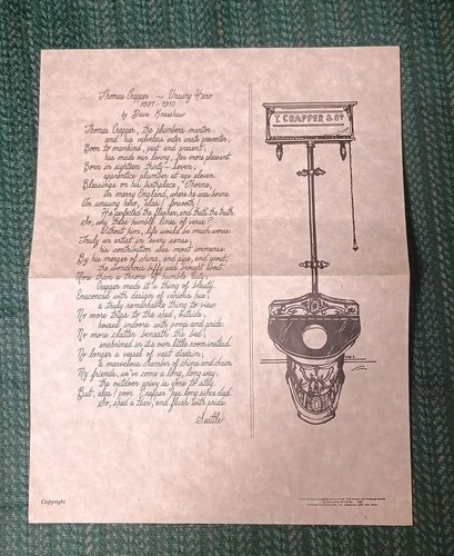 Poem Regarding English Inventer, Plumber and Toilet Popularizer Thomas ...