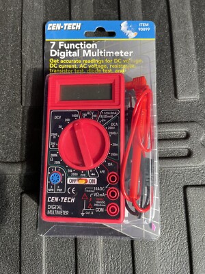 Cen-Tech 7 Function Red Electrical Digital Multimeter With Leads -NEW ...