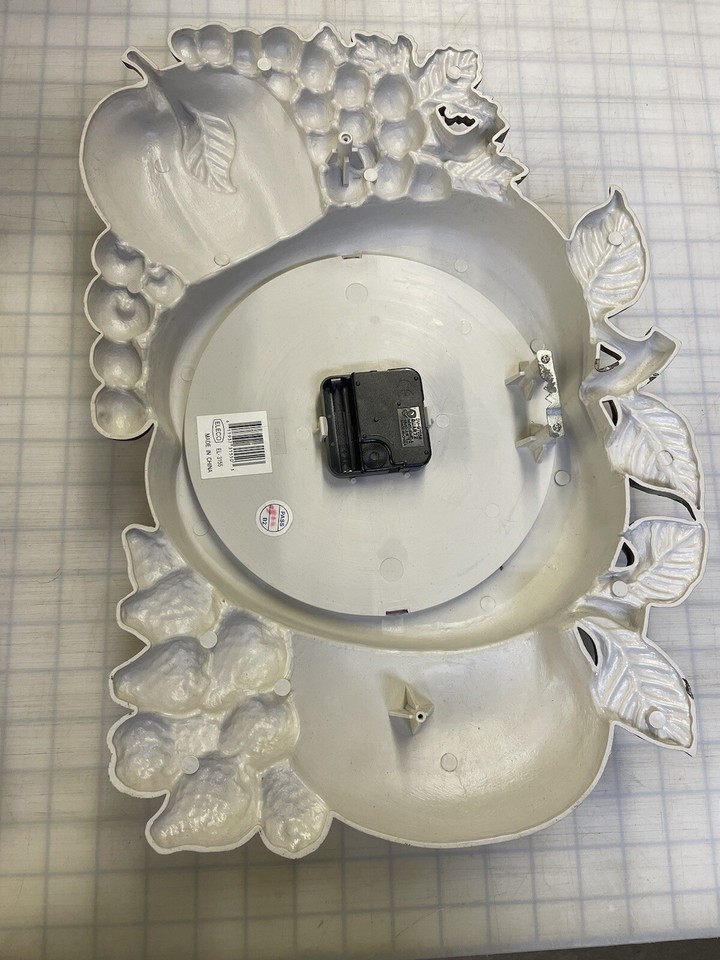 Eleco apple and fruit wall clock. Vintage pressed plastic wall clock ...