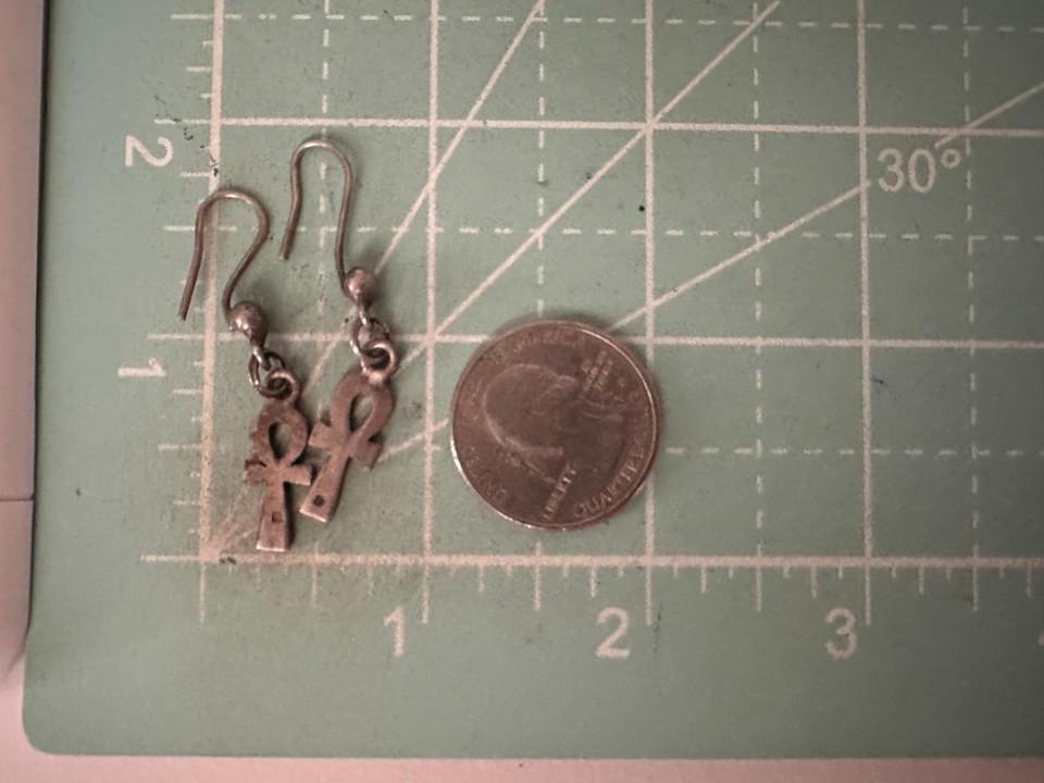 Vintage Earrings MARKED 925 STERLING SILVER Pierced Dangle Cross ...