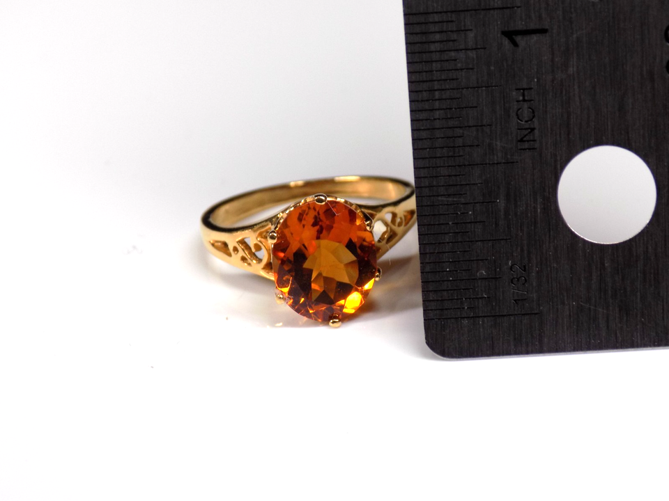 Vintage CW Madeira Citrine Ring 925 Yellow Gold Vermeil Size 7.5 ...