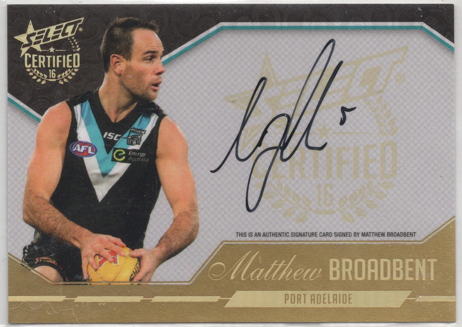 2016 AFL [CERTIFIED SIGNATURE CARD] SCS25 Matthew BROADBENT (PORT ...