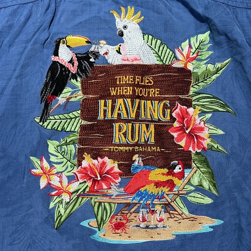 NEW Tommy Bahama Embroidered SIlk Rum Parrot Toucan Shirt Medium Mens ...