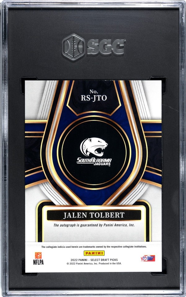 2022 Panini Select Jalen Tolbert Autograph Rookie Signatures SGC 10 w ...
