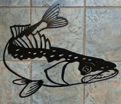 Muskie Northern Pike Fish Plasma Cut Metal Wall Art Black Textured 26 ...